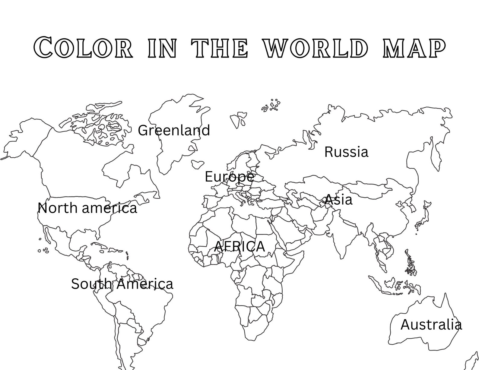 World Map Coloring Page - Etsy