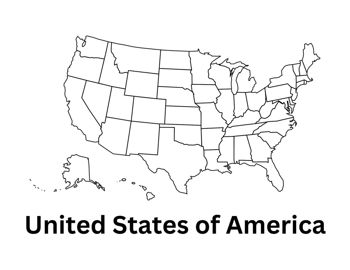 USA Coloring Map - Etsy