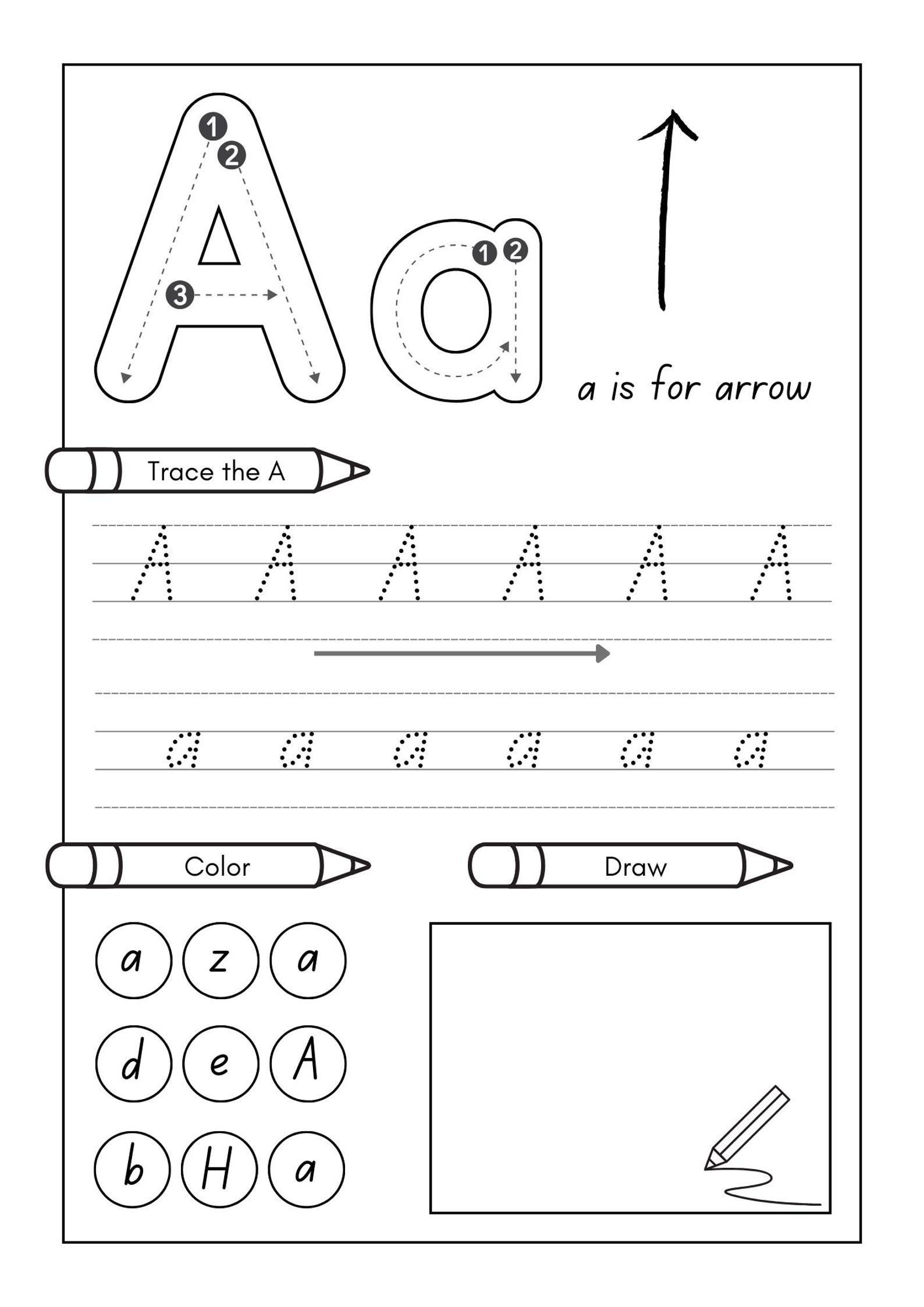 Alphabet 26 Worksheets for Kids Kindergarten - 1st Grade - Etsy