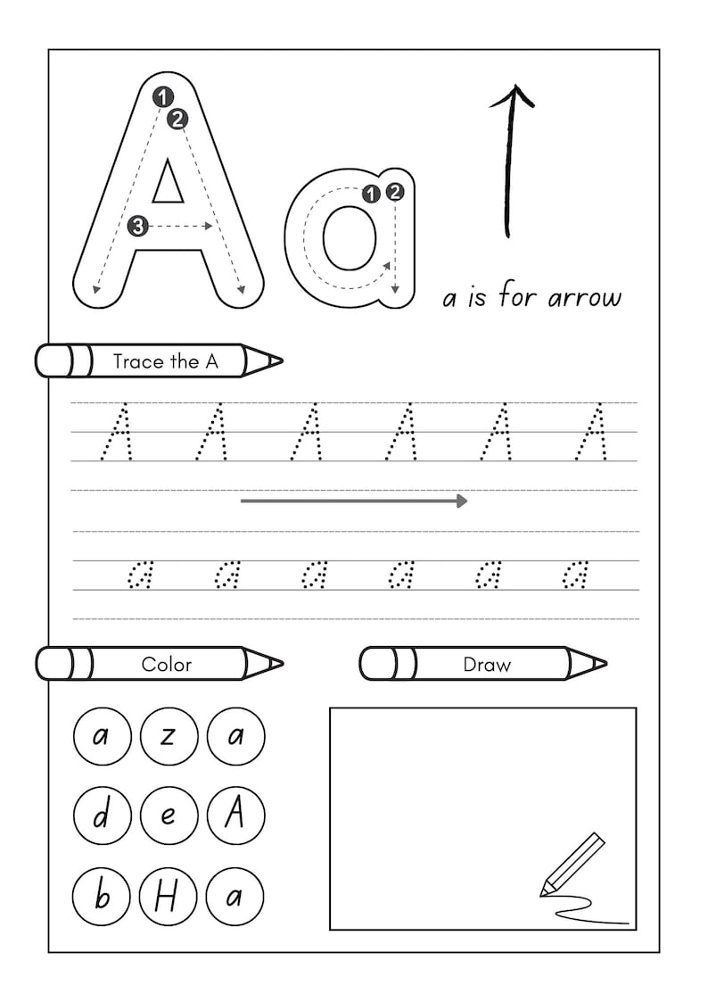 Alphabet 26 Worksheets for Kids Kindergarten - 1st Grade - Etsy