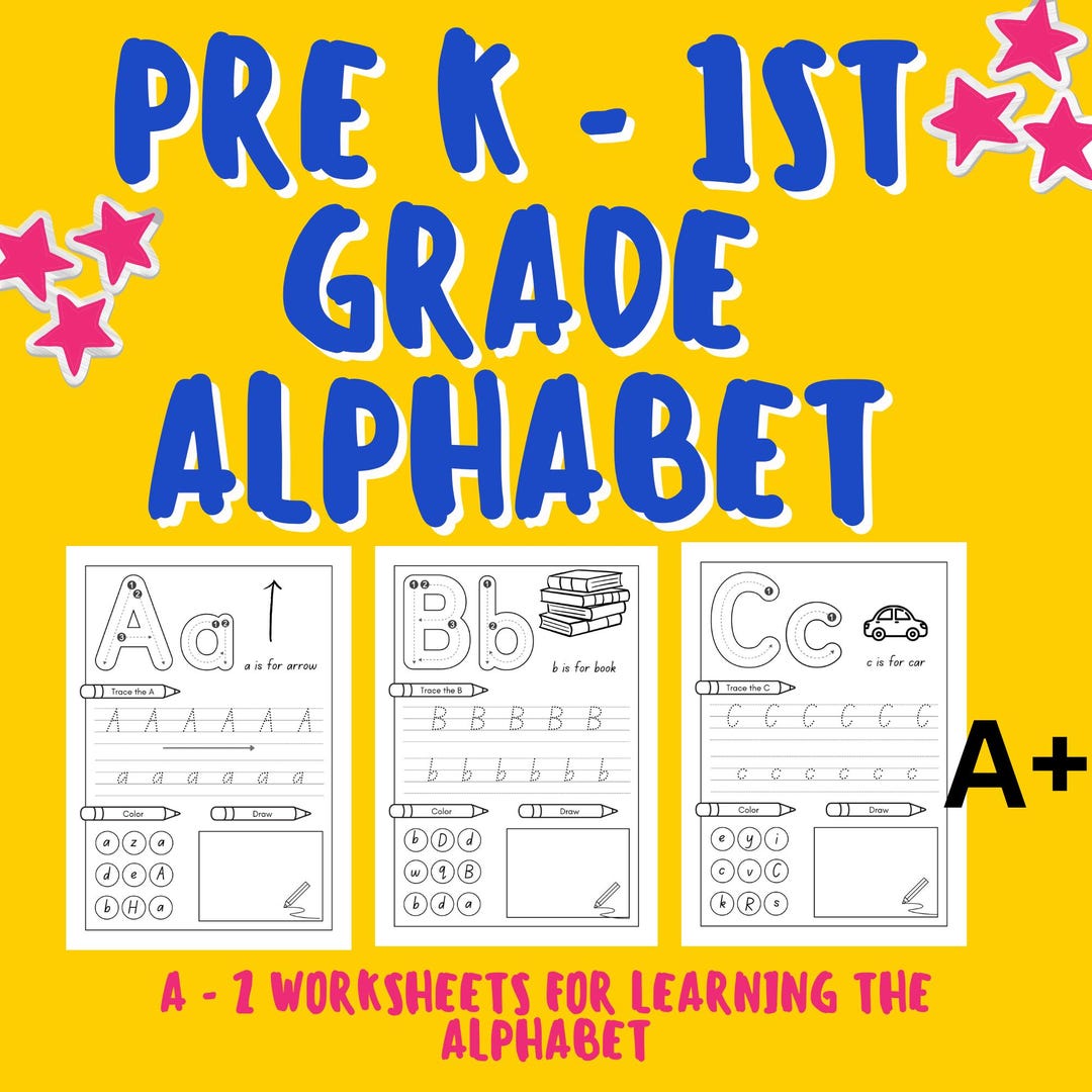 Alphabet 26 Worksheets for Kids Kindergarten - 1st Grade - Etsy