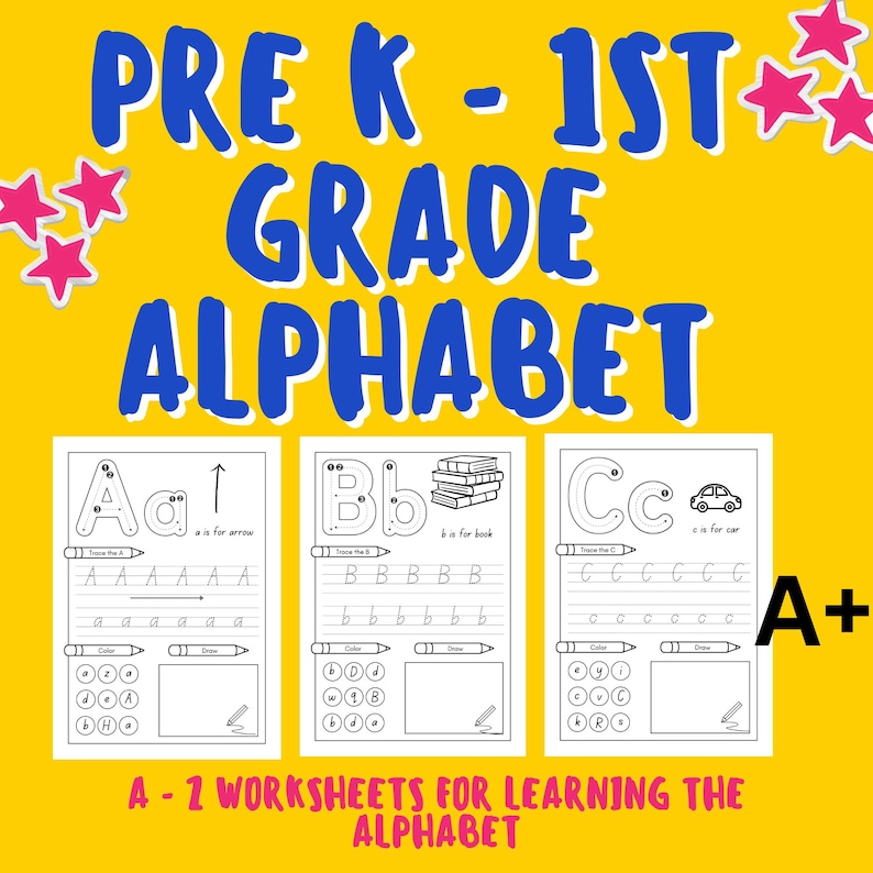 Alphabet 26 Worksheets for Kids Kindergarten - 1st Grade - Etsy