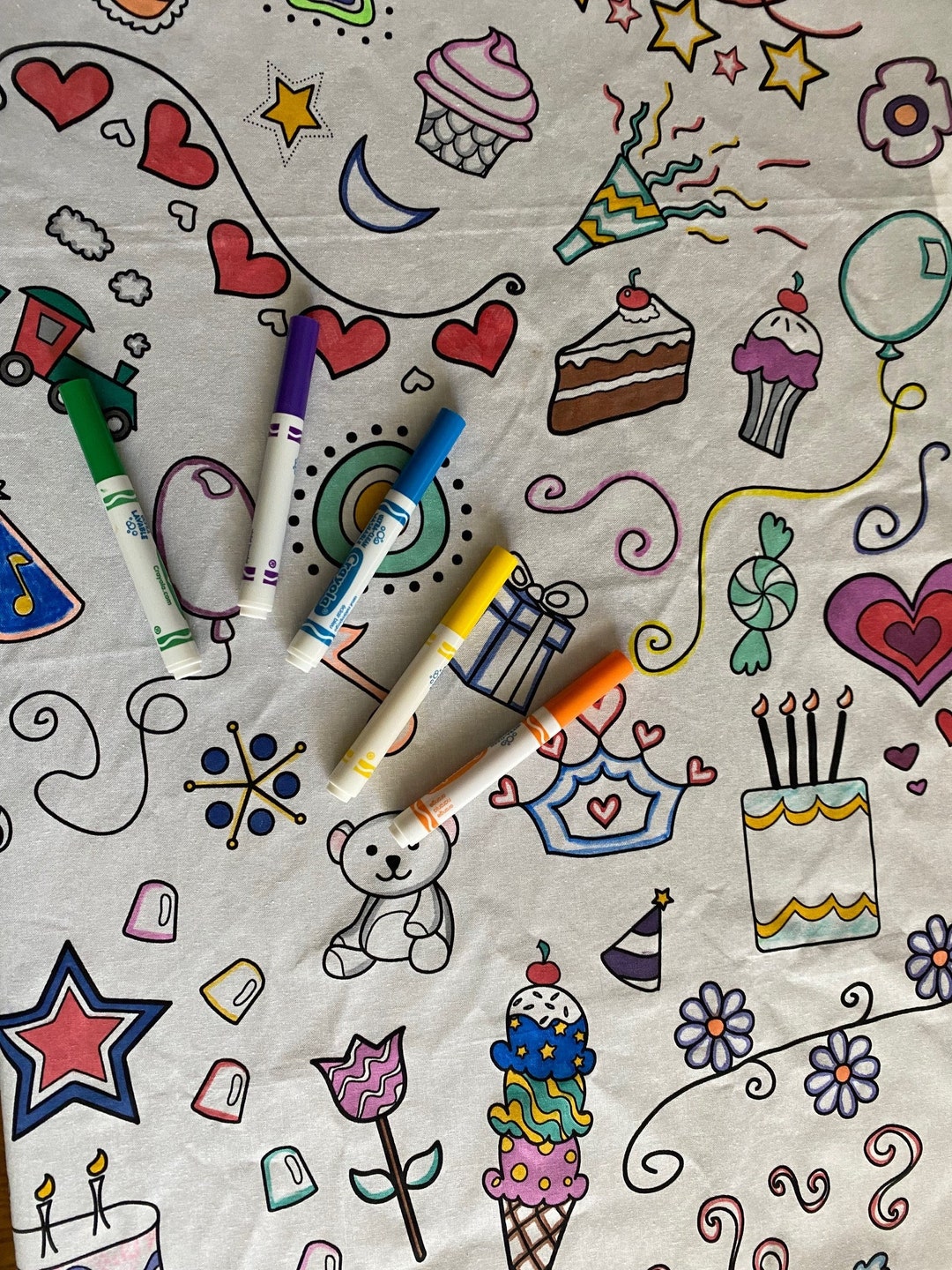 Birthday/celebration Tablecloth, Coloring Tablecloth, Washable Coloring ...