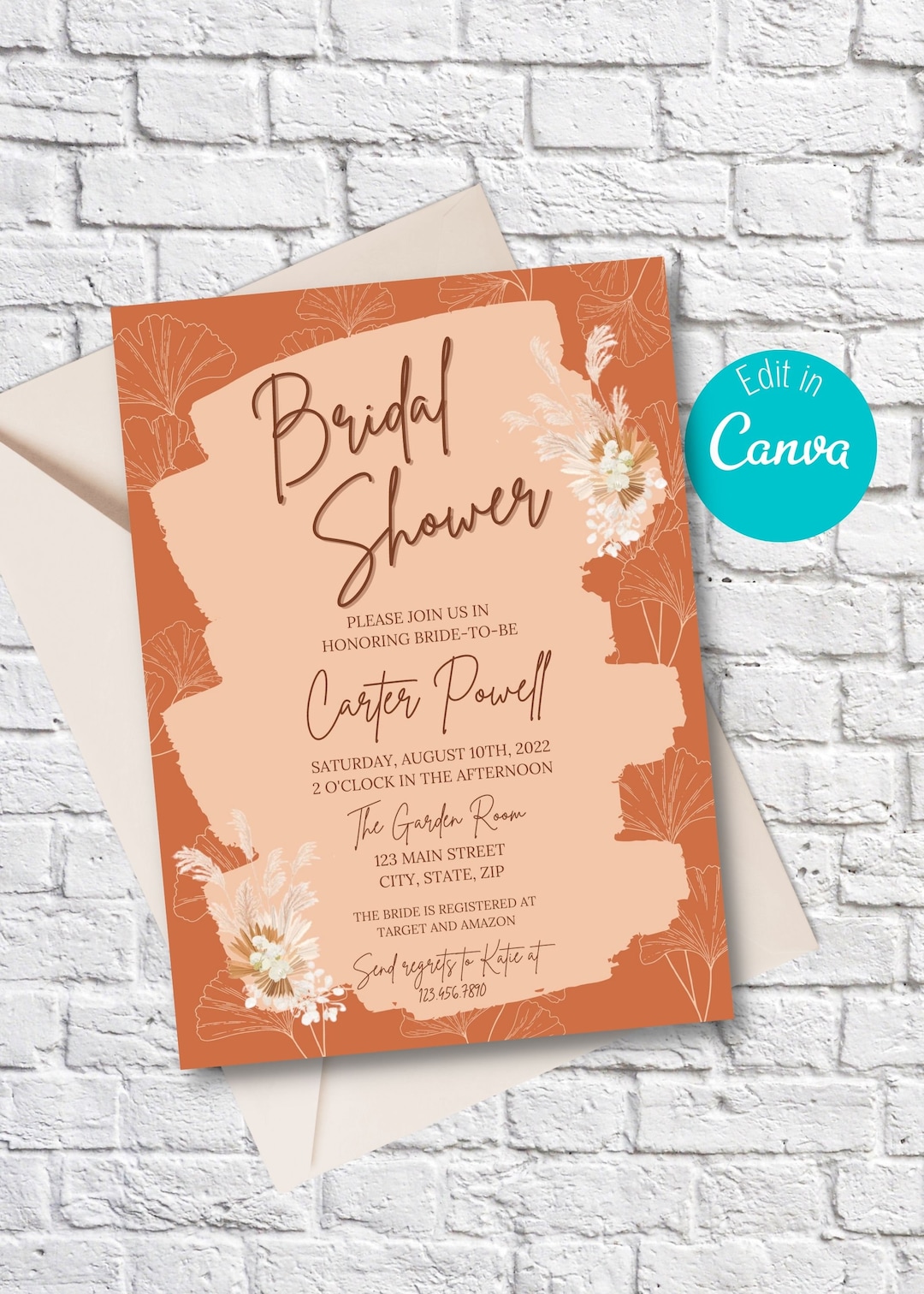 Boho Bridal Shower Invitation Boho Flower Shower Instant Download ...