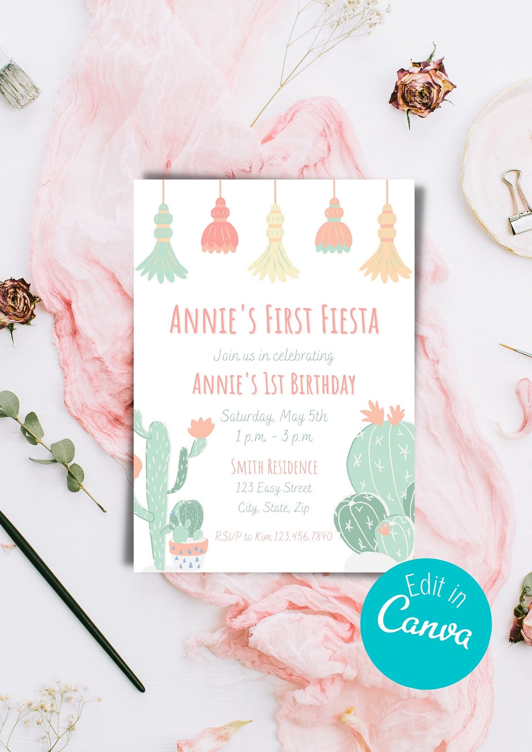 Editable First Birthday Fiesta Invitation Instant Download Fiesta ...