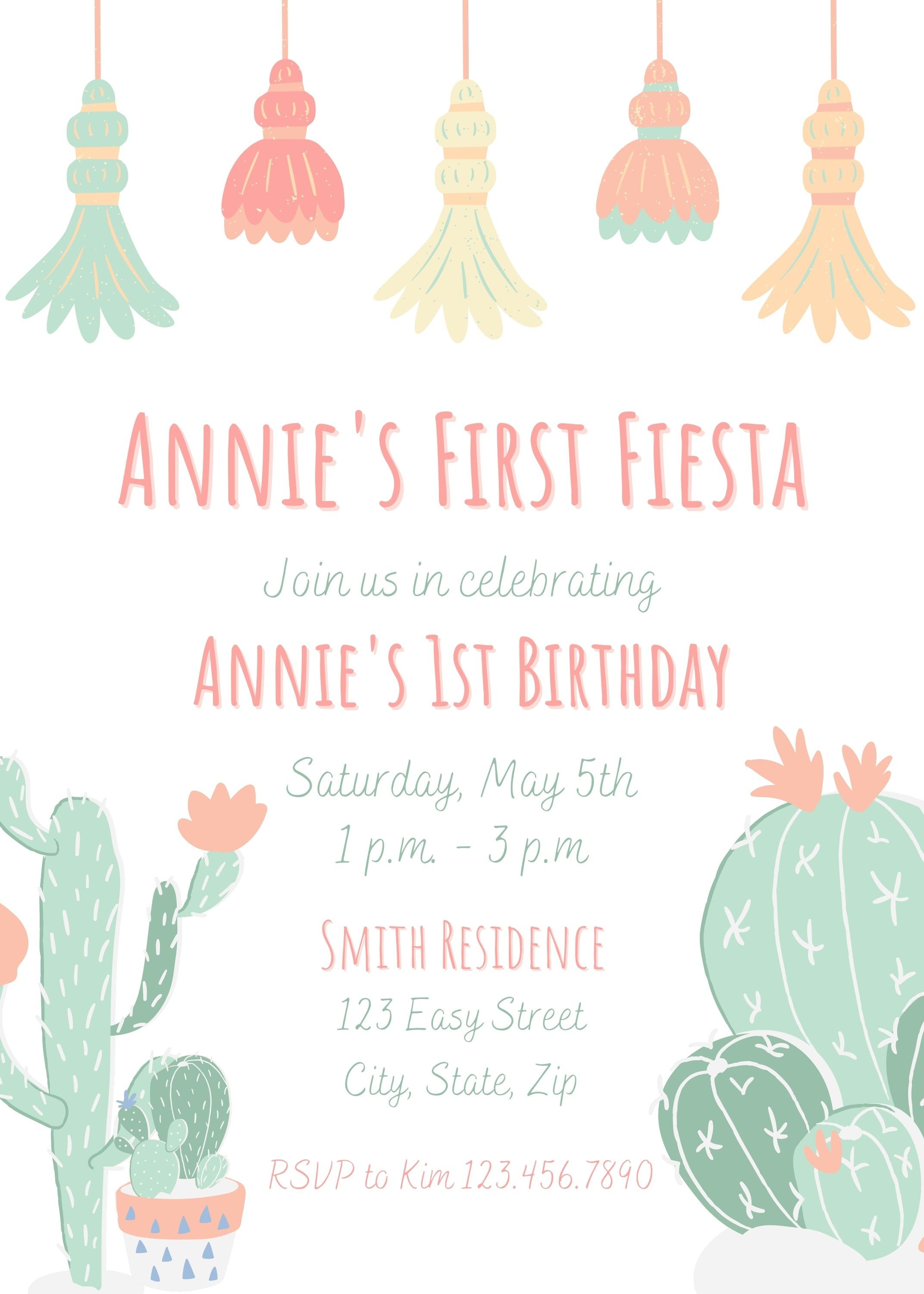 Editable First Birthday Fiesta Invitation Instant Download - Etsy