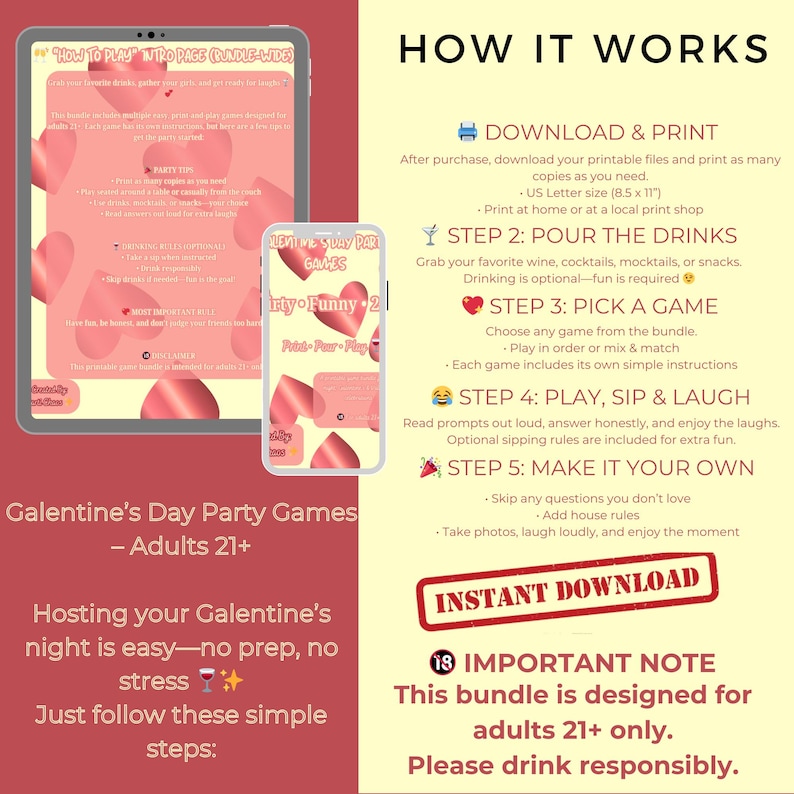 Galentine’s Day Party Games for Adults | 21+ Printable Bundle | Flirty ...
