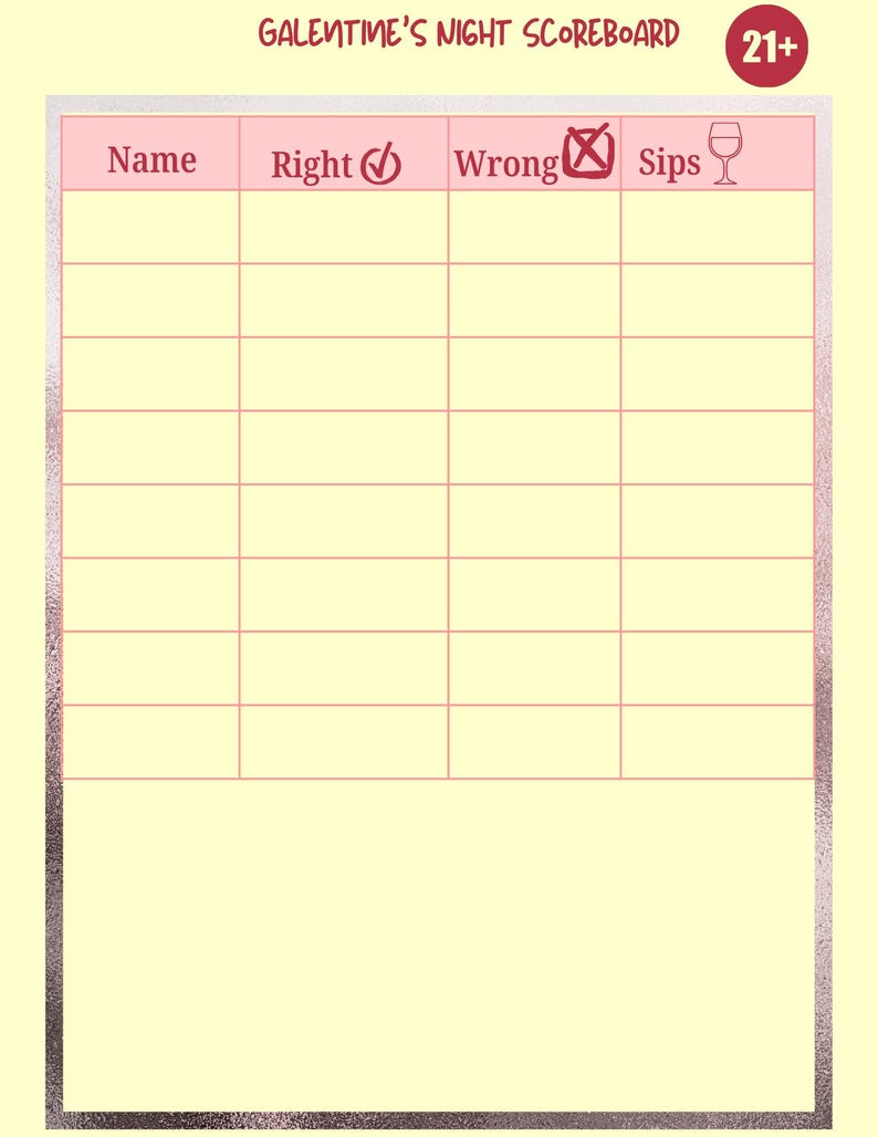 Galentine’s Day Party Games for Adults | 21+ Printable Bundle | Flirty ...