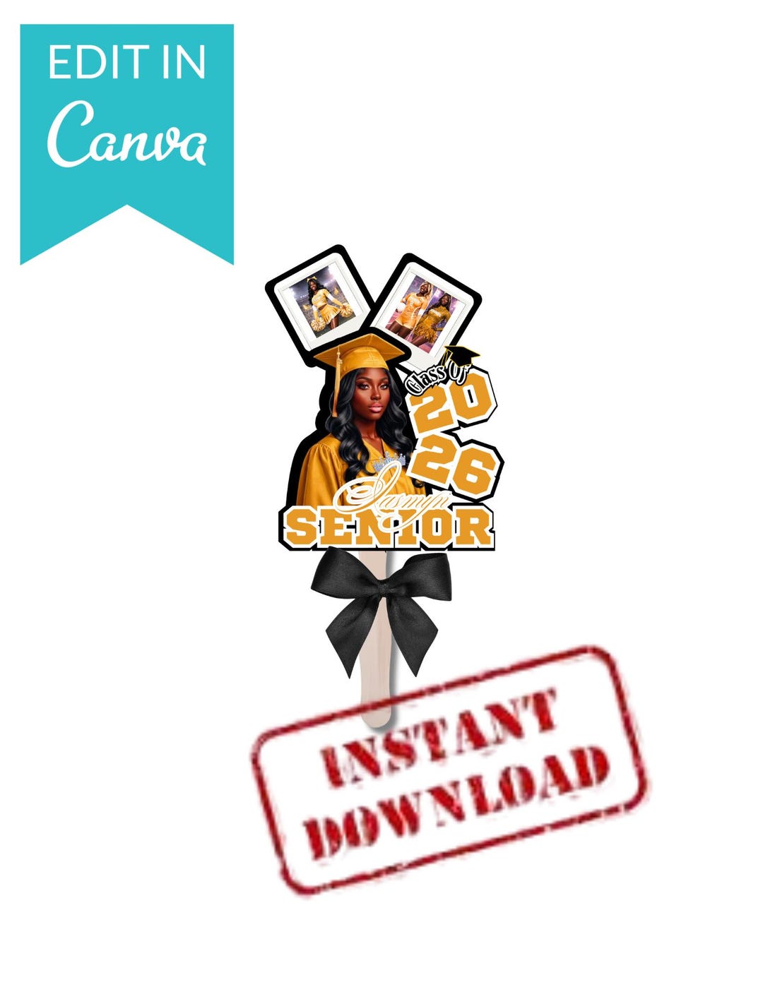 Gold Graduation Fan Digital Download, Class of 2026 Grad Fan PNG ...