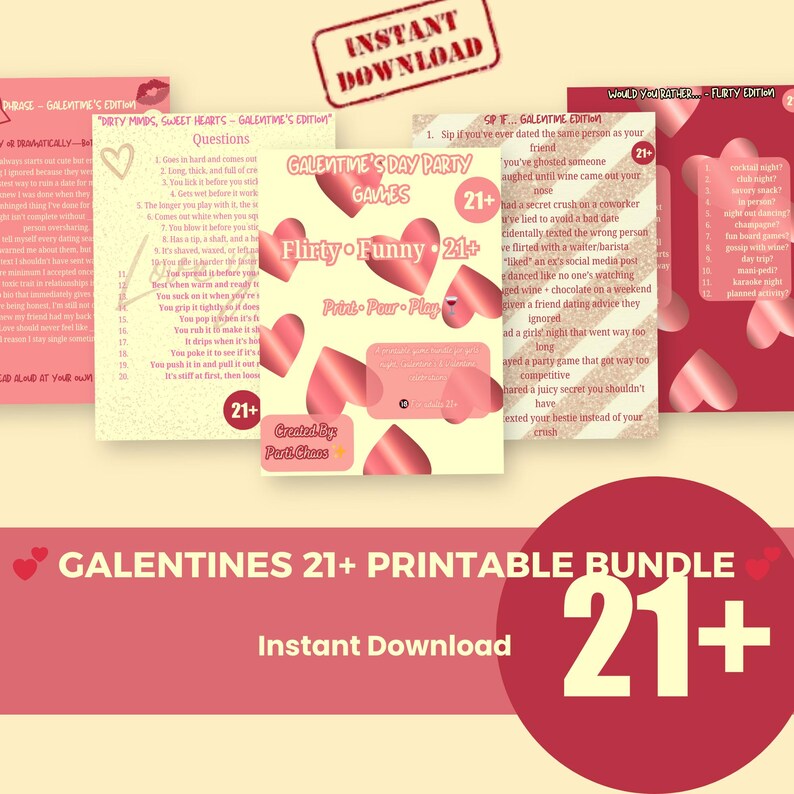 Galentine’s Day Party Games for Adults | 21+ Printable Bundle | Flirty ...