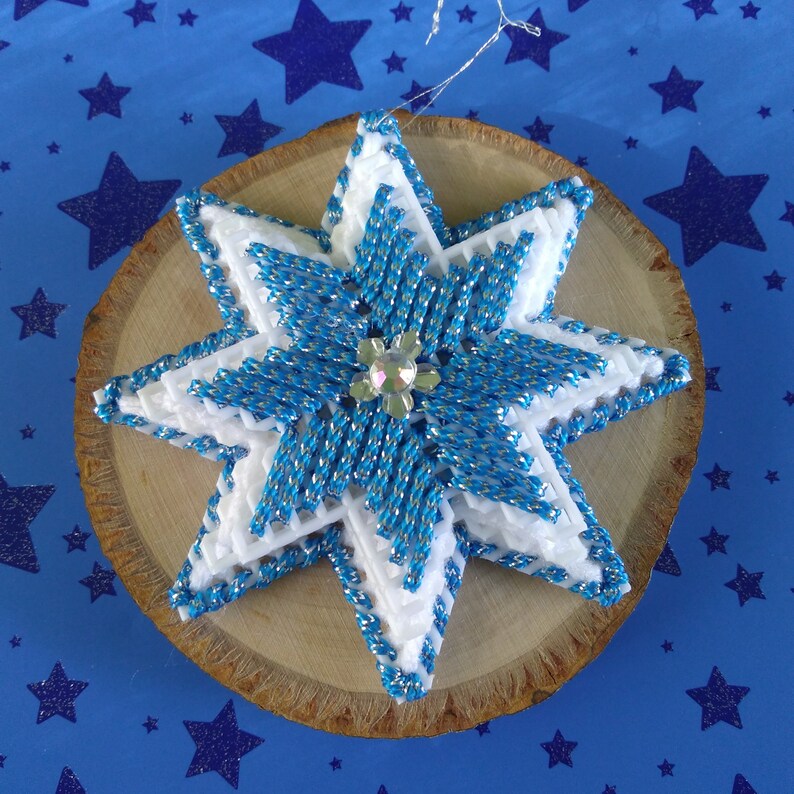 Plastic Canvas: Star Blue 3 Dimensional Star Christmas - Etsy