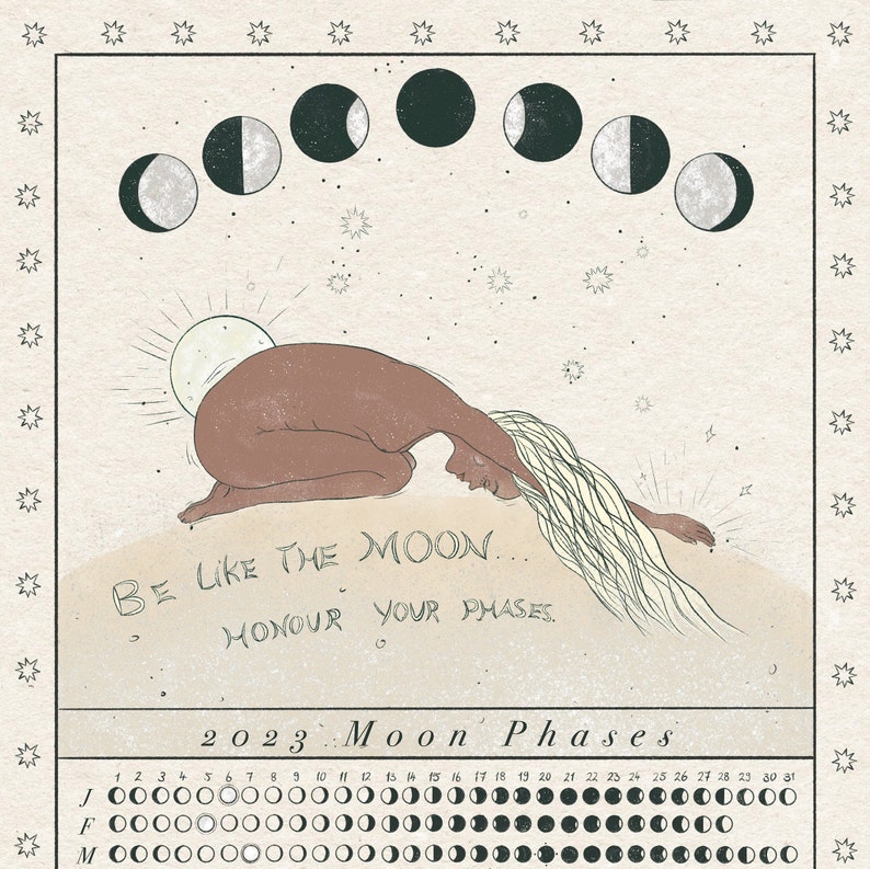 2023 Lunar Calendar, Moon Phases, Magick, Magical Tracker, Affirmation ...