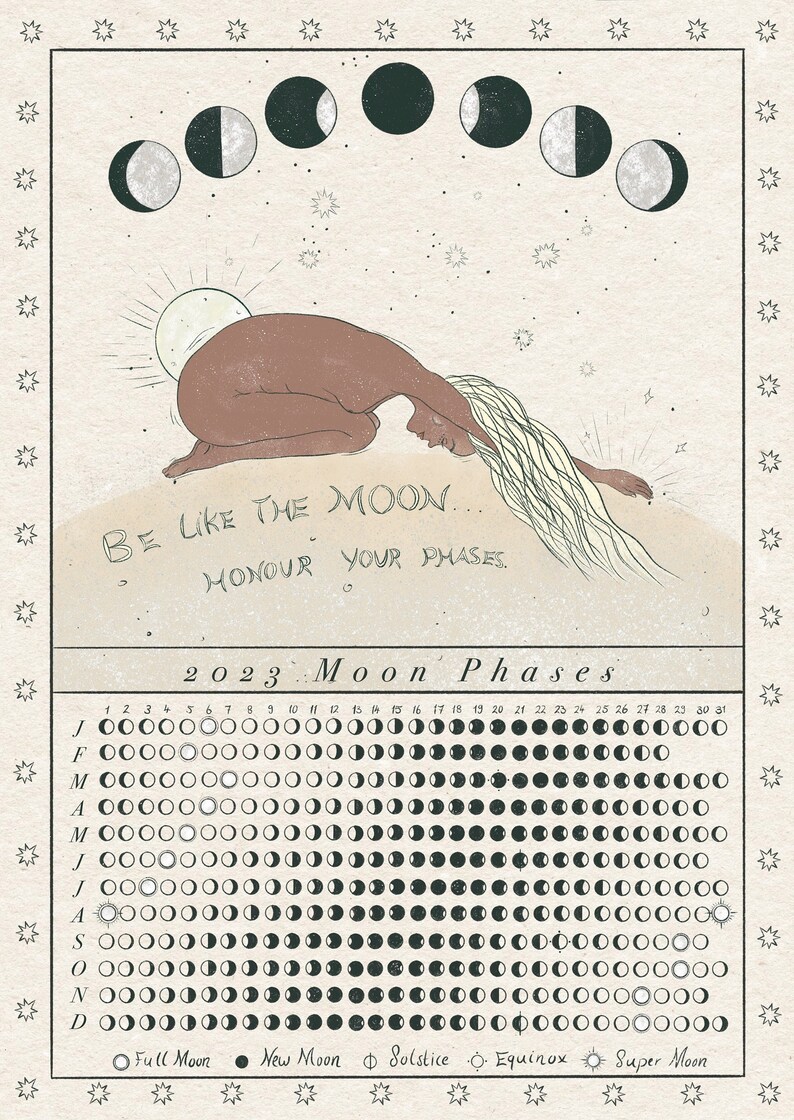 2023 Lunar Calendar, Moon Phases, Magick, Magical Tracker, Affirmation ...