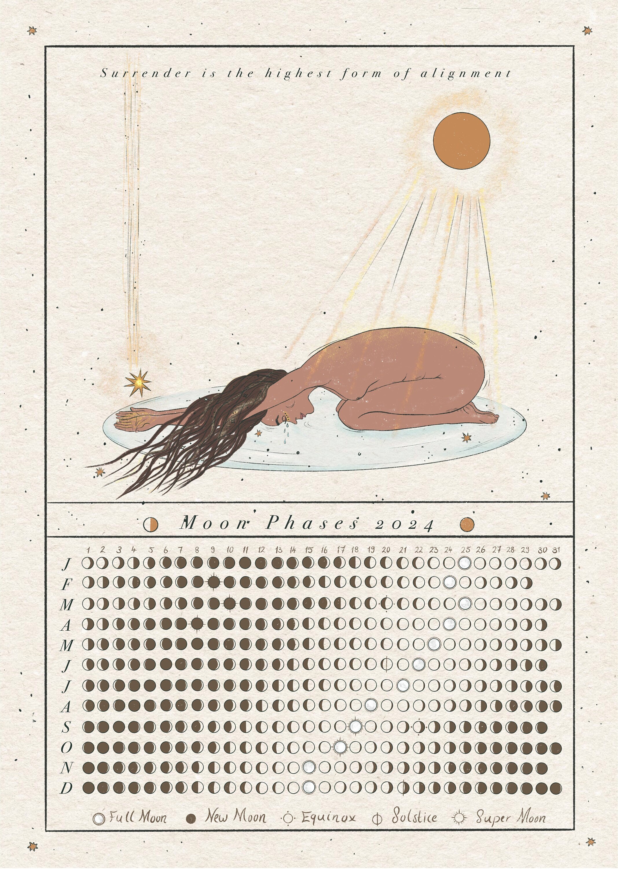 2024 Moon Calendar Lunar Phases Magick Moon Tracker - Etsy