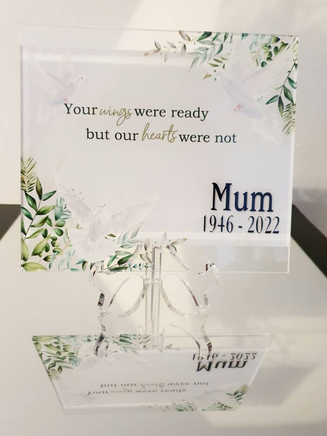 Personalised Acrylic 3D Printed Rectangular Memorial Plaque With Stand ...