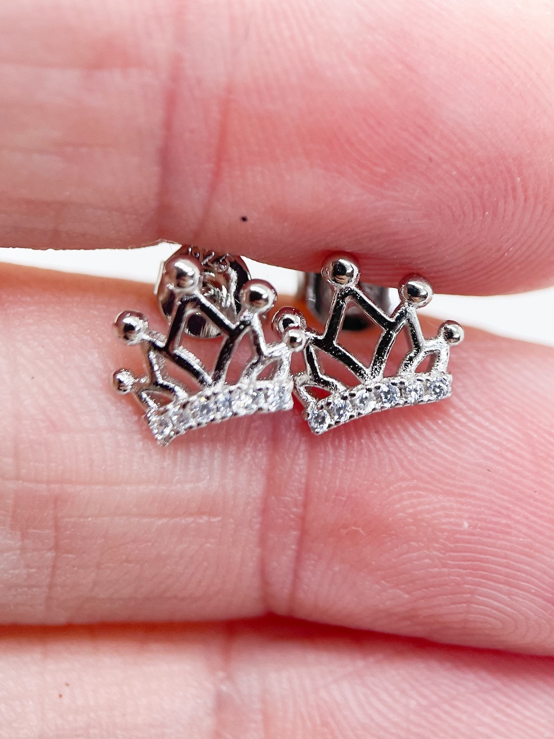 Crown Earrings, Sterling Silver, Crown Jewelry, Princess Earrings ...