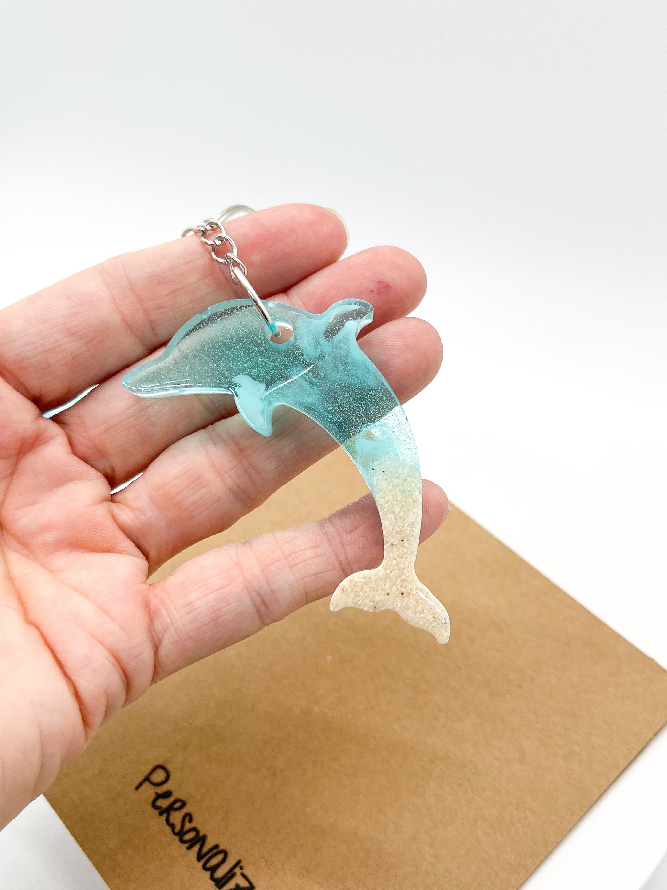 Dolphin Keychain, Beach Dolphin Charm, Dolphin Gift, Bora Bora Sand ...