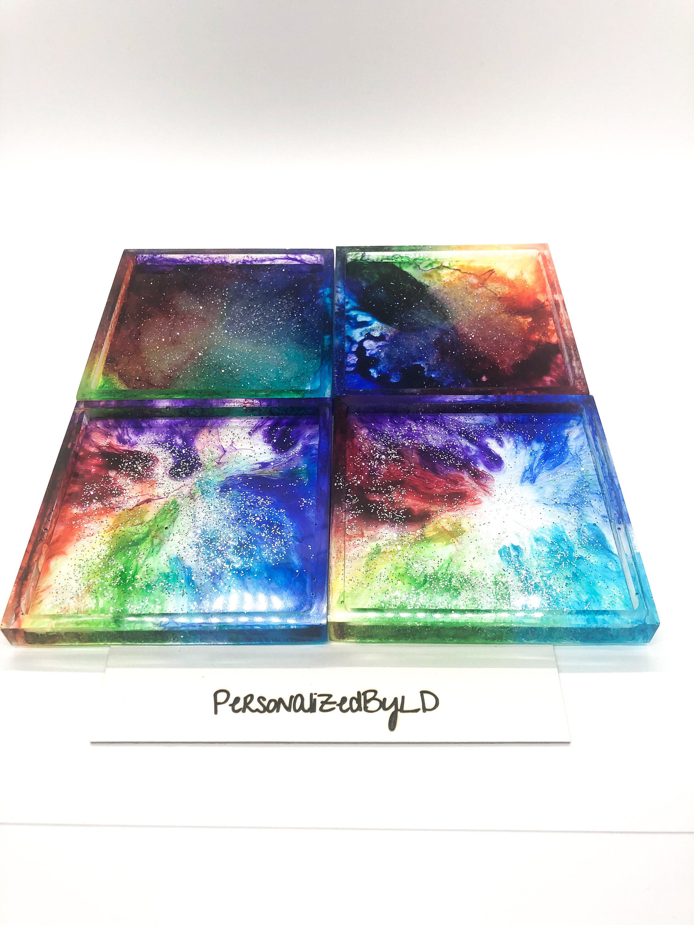 Unique Handmade Rainbow Coaster Sparkle Coasters Drink | Etsy