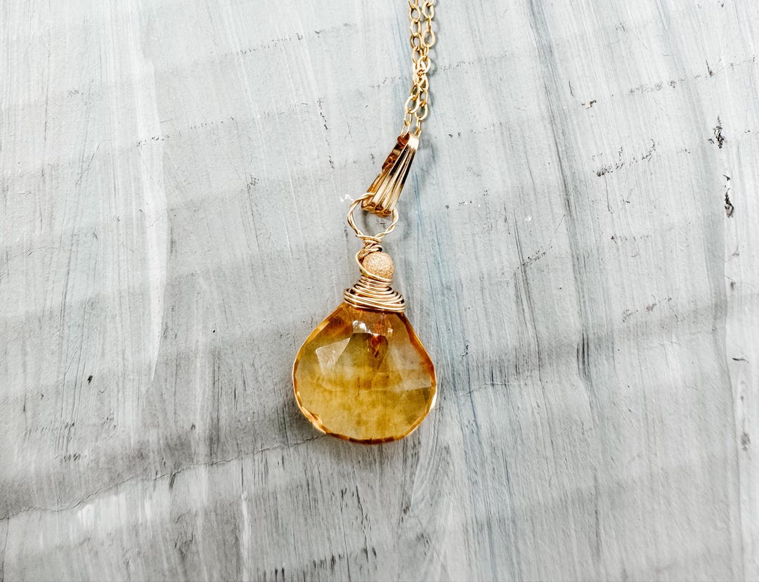 Citrine Heart Pendant, 14K Goldfill Wire Wrapped, Queen Inspired ...