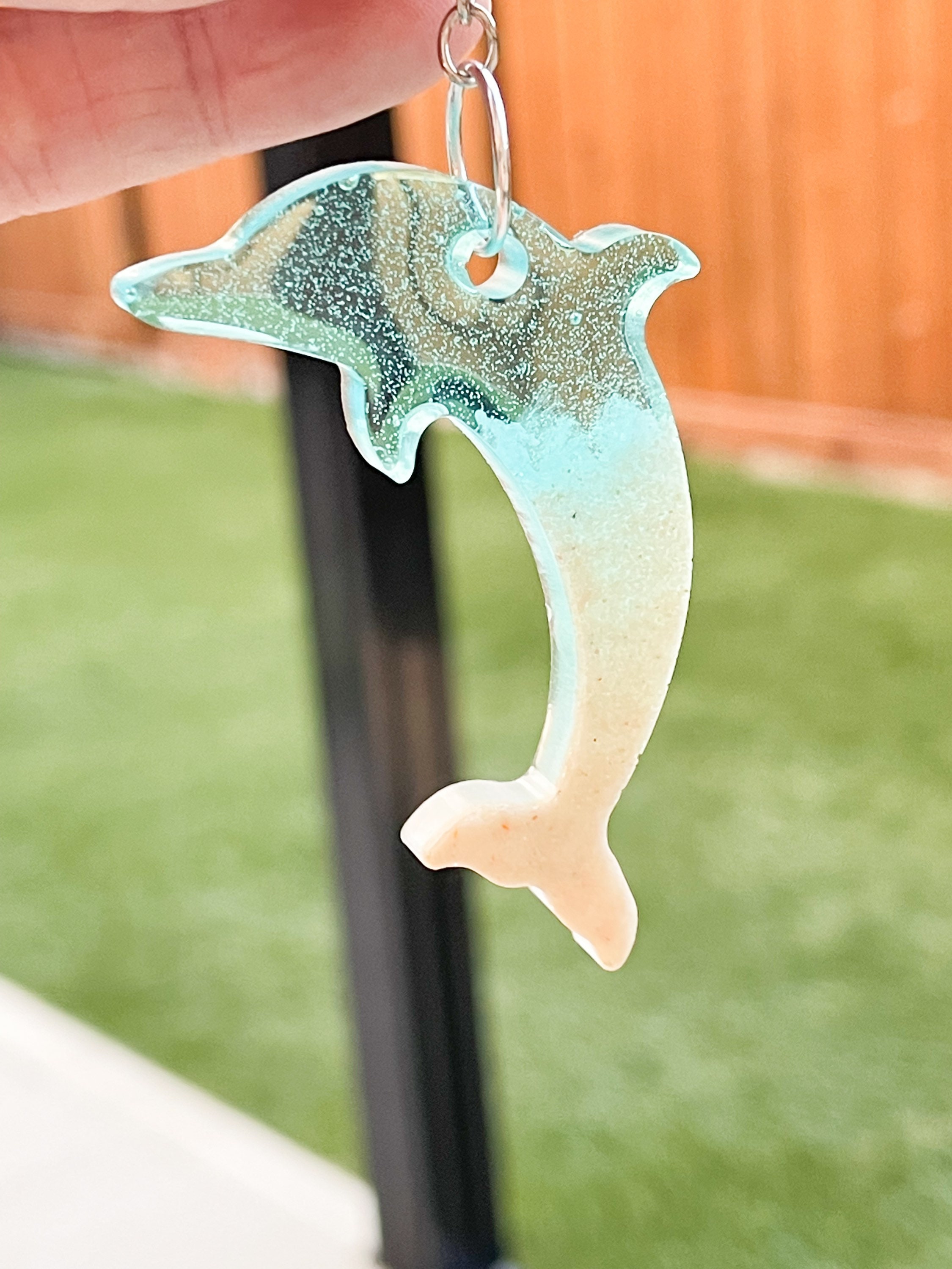 Dolphin Keychain, Beach Dolphin Charm, Dolphin Gift, Bora Bora Sand ...