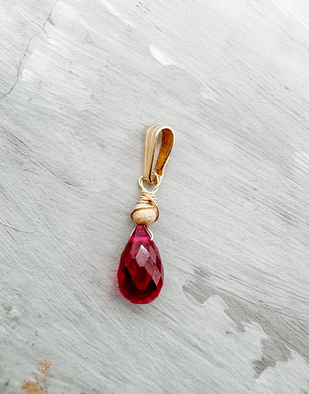 Ruby Red Teardrop Pendant, 14k Gf Wire Wrapped, Queen Inspired Jewelry ...