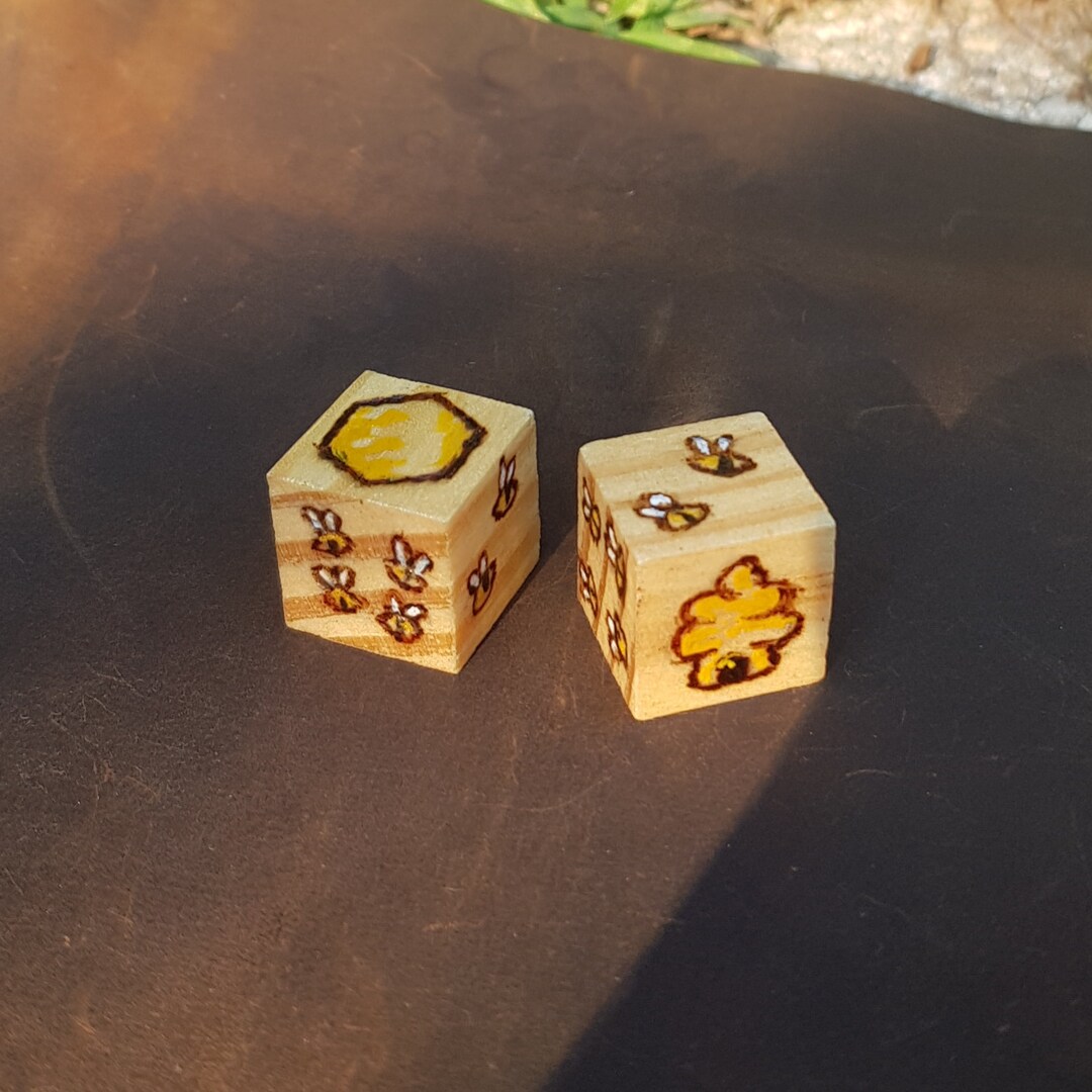Honeycomb Bee6; Wooden Dice Pair - Custom Carved Dice Set; Handmade ...