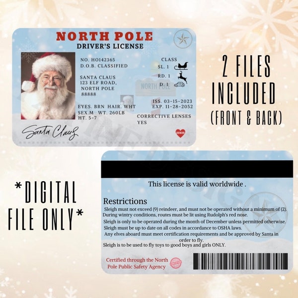 Santa Claus Drivers License - Etsy