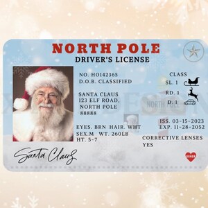 Santa Claus Driver's License, Digital Santa License, Digital Download ...