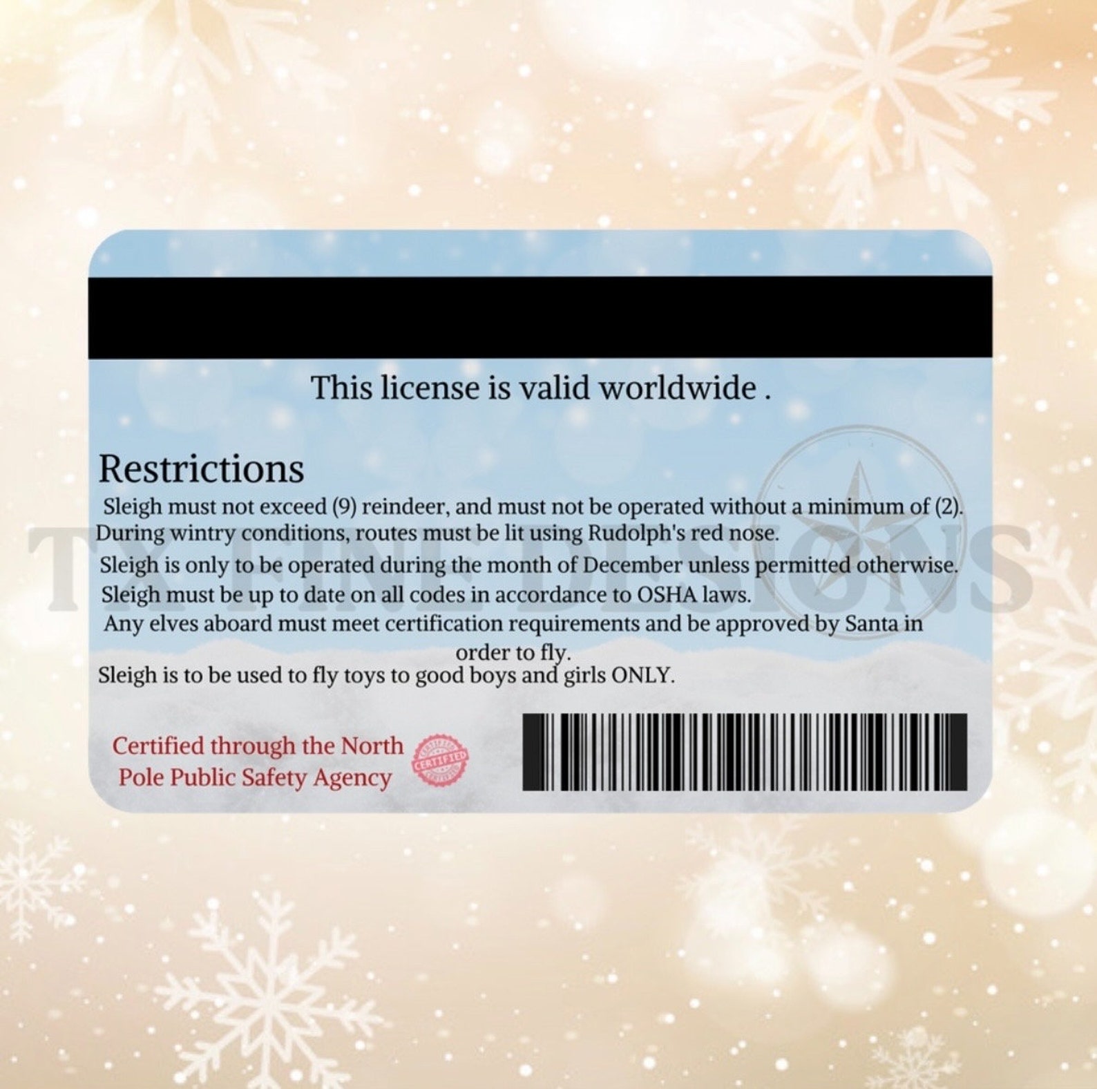 Santa Claus Driver's License, Digital Santa License, Digital Download ...