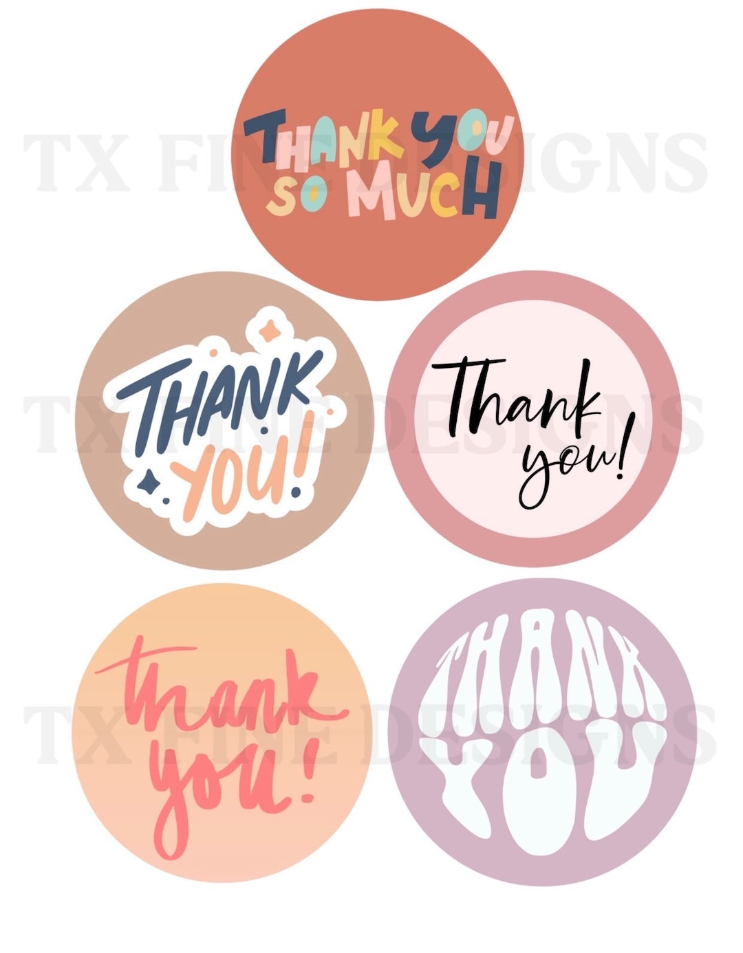 Thank You Stickers, Digital Download, Digital File, Digital Thank You ...