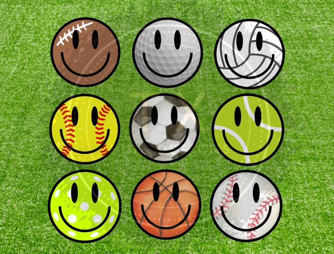 Sports Smiley Faces, Digital Download, Digital Smiley Faces - Etsy