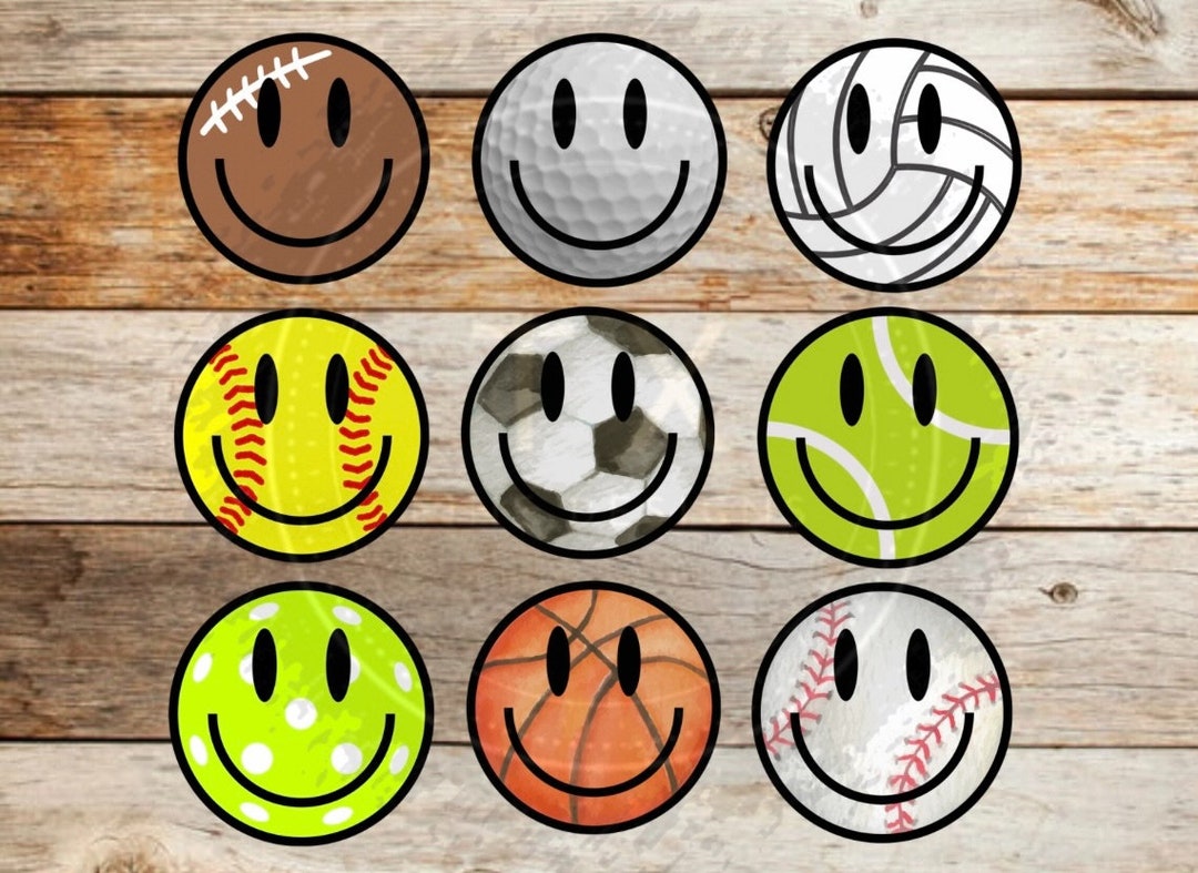 Sports Smiley Faces, Digital Download, Digital Smiley Faces - Etsy