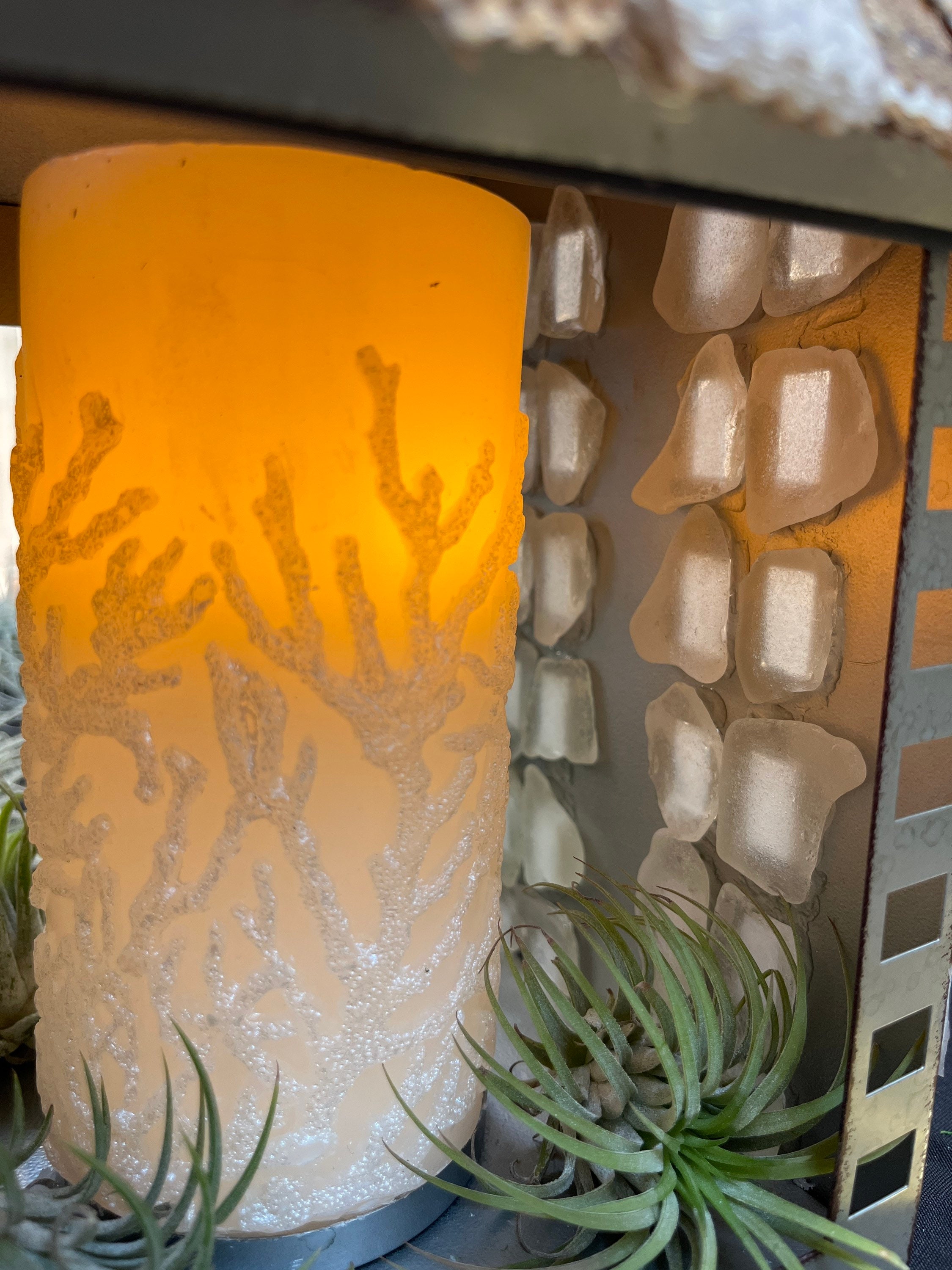 Seaside Lit up House With Sea Shells and Sea Glass - Etsy