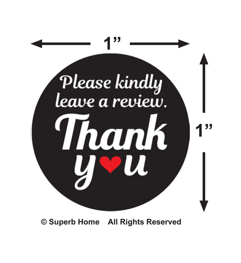 Please Kindly Leave A Review Thank You Stickers 1,000 Black or Pink 1 ...