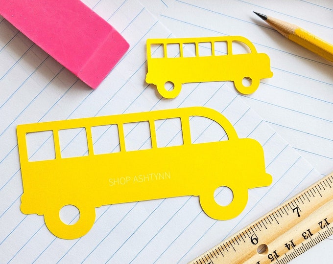 School Bus Shaped Diecut Cardstock Cut Outs, Yellow, 2.5/5in Sizes, for ...
