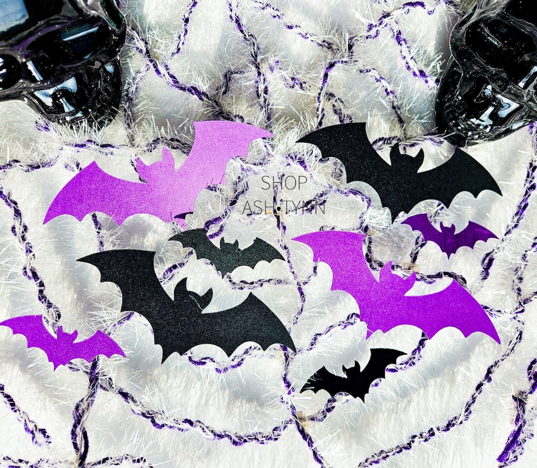 Halloween Bats Shaped Cardstock Die Cut Outs, Black/purple Color ...