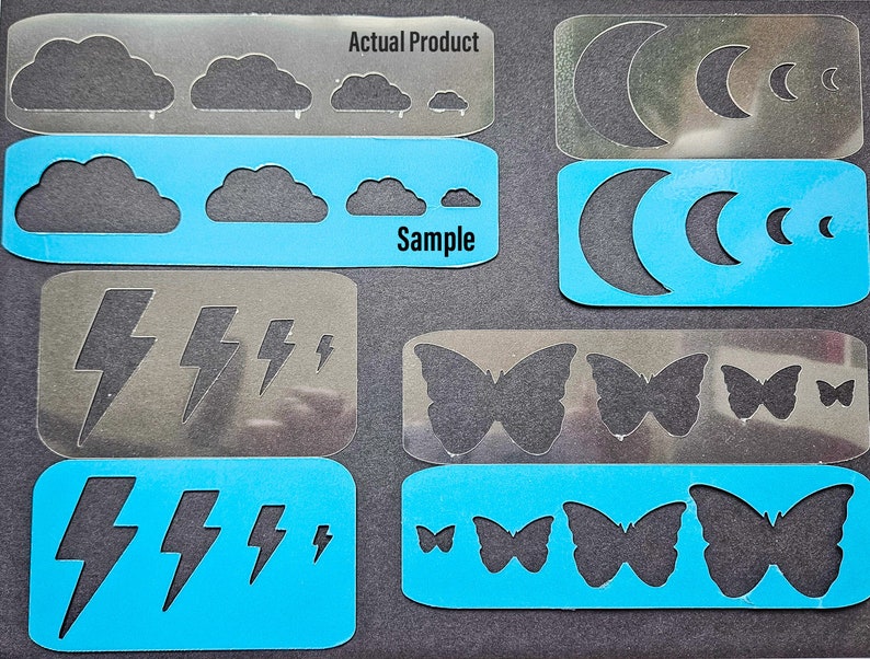 Reusable Stencil Set of 4 Shapes (butterfly, Lightning Bolt, Cloud ...