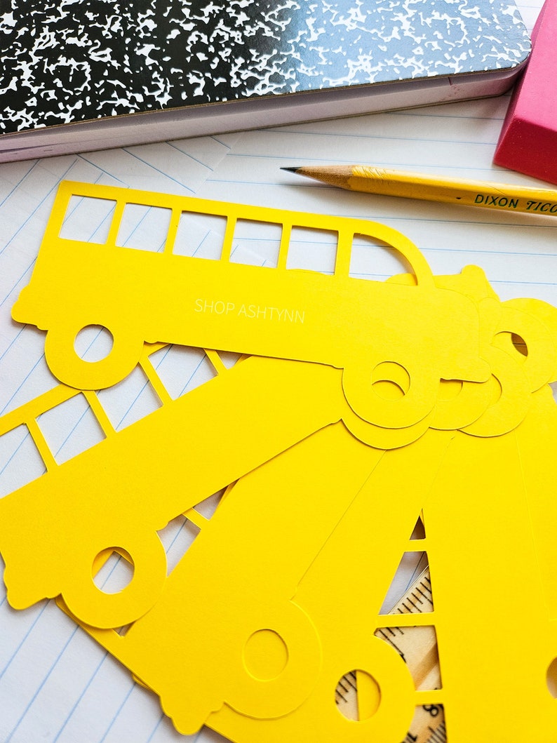 School Bus Die Cut Out Cardstock Paper Shapes, Yellow, 2.5/5in, for ...