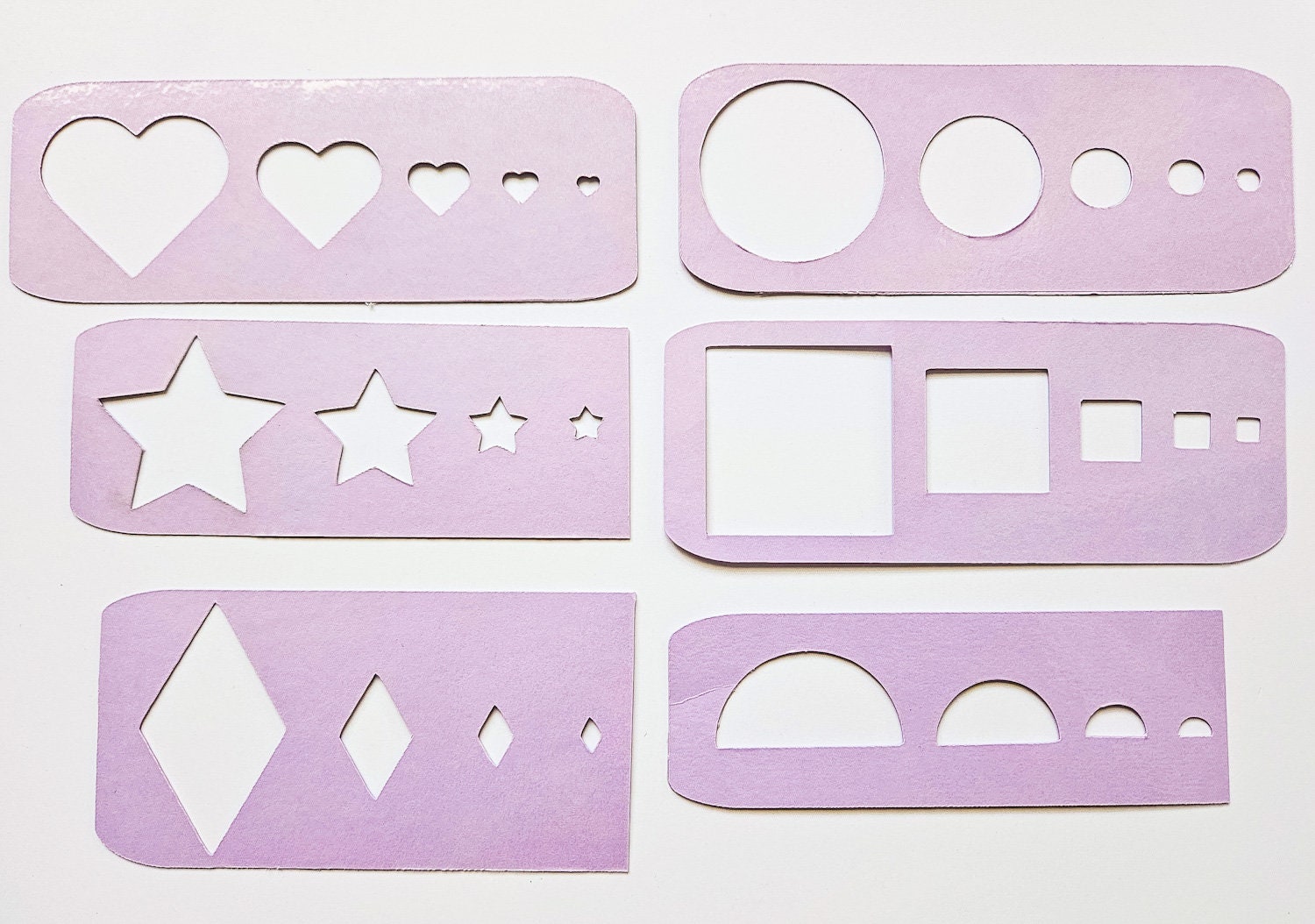 Reusable Stencil Set of 6 Shapes star, Heart, Full/half Circle, Diamond ...