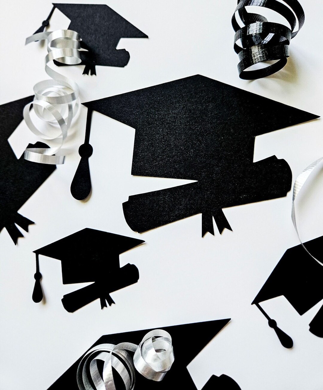 Graduation Cap & Diploma Shaped Cardstock Die Cut Outs, 2.5in/5in ...