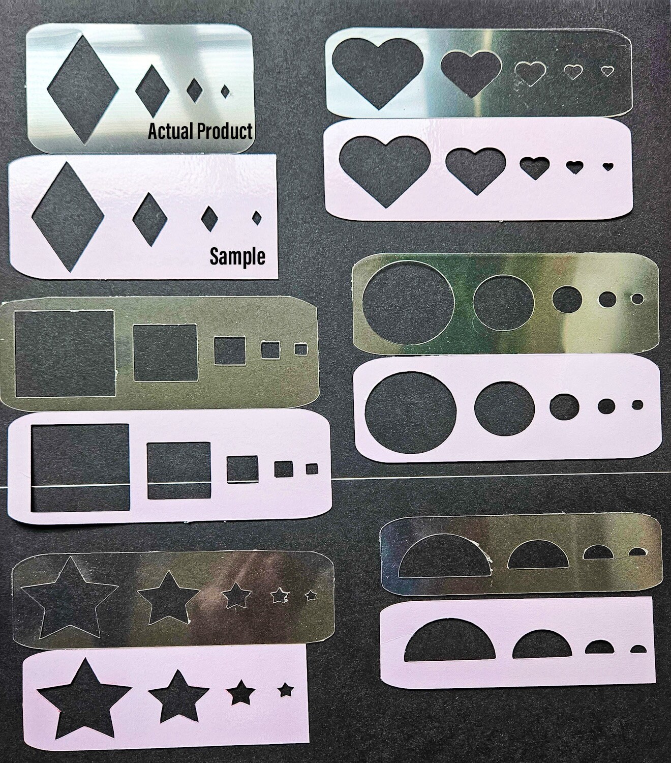 Reusable Stencil Set of 6 Shapes star, Heart, Full/half Circle, Diamond ...
