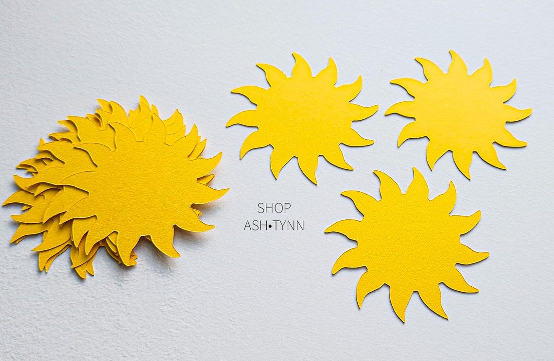 Sun Die Cut Cardstock Shapes: Yellow Scrapbooking Embellishments - Etsy