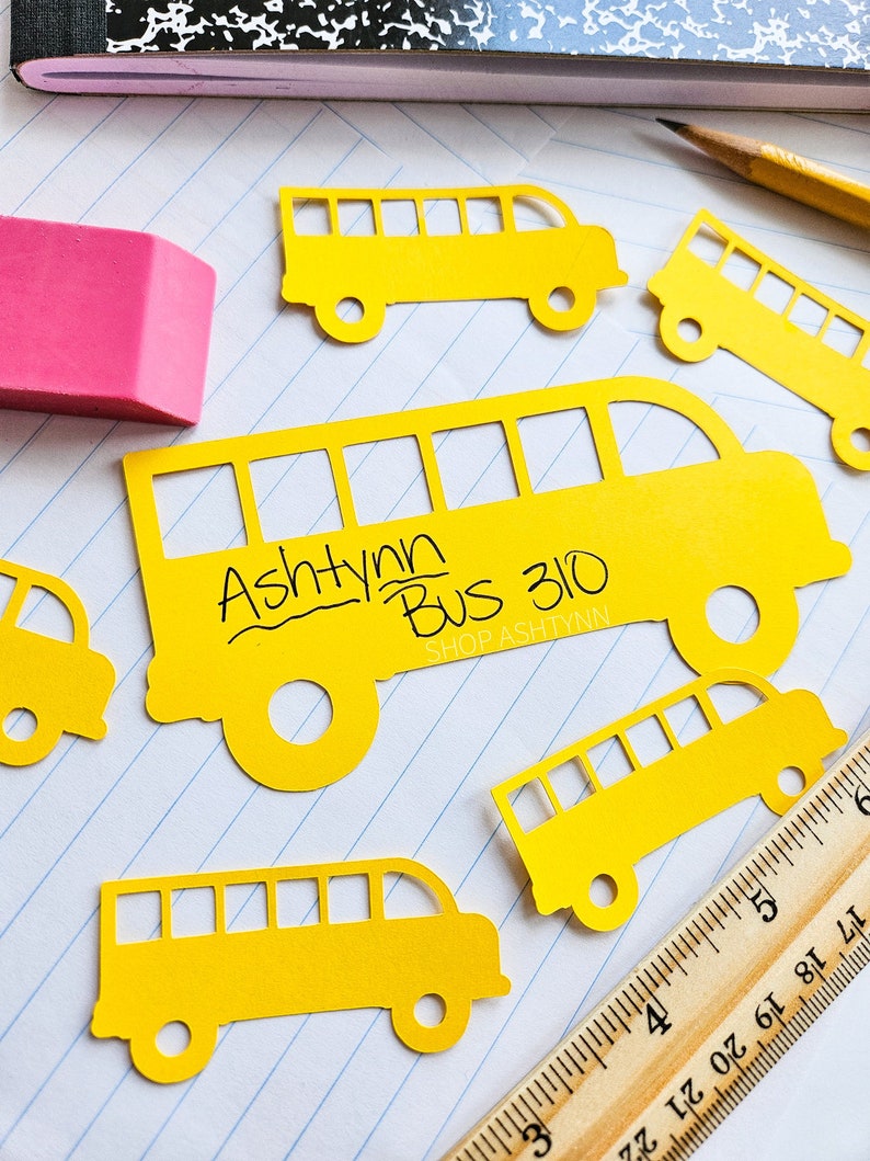 School Bus Die Cut Out Cardstock Paper Shapes, Yellow, 2.5/5in, for ...