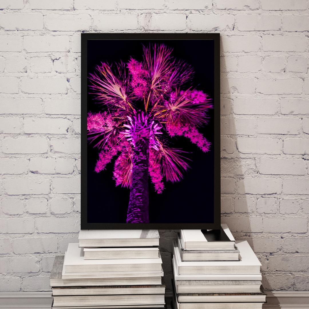 Pink Palm Tree Print: Tropical Beach Wall Art on Satin Paper - Etsy
