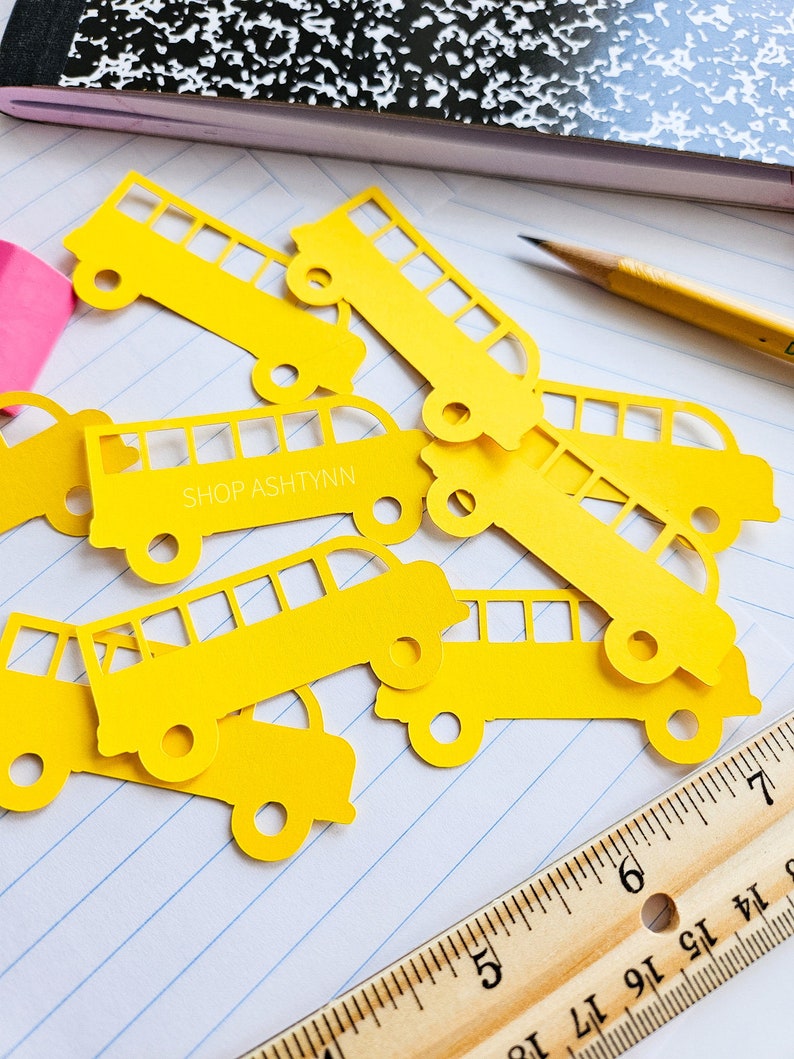 School Bus Die Cut Out Cardstock Paper Shapes, Yellow, 2.5/5in, for ...