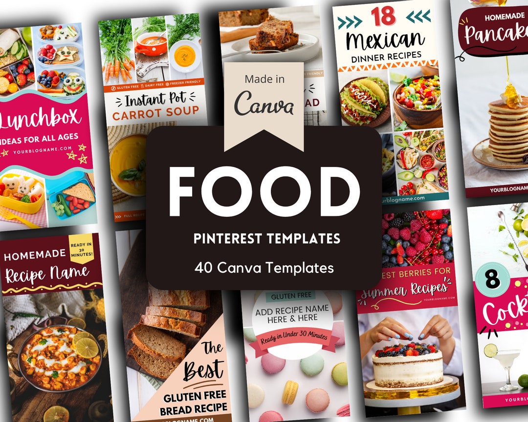 Pinterest Templates Food, Food Blogger Canva Templates, Recipe ...