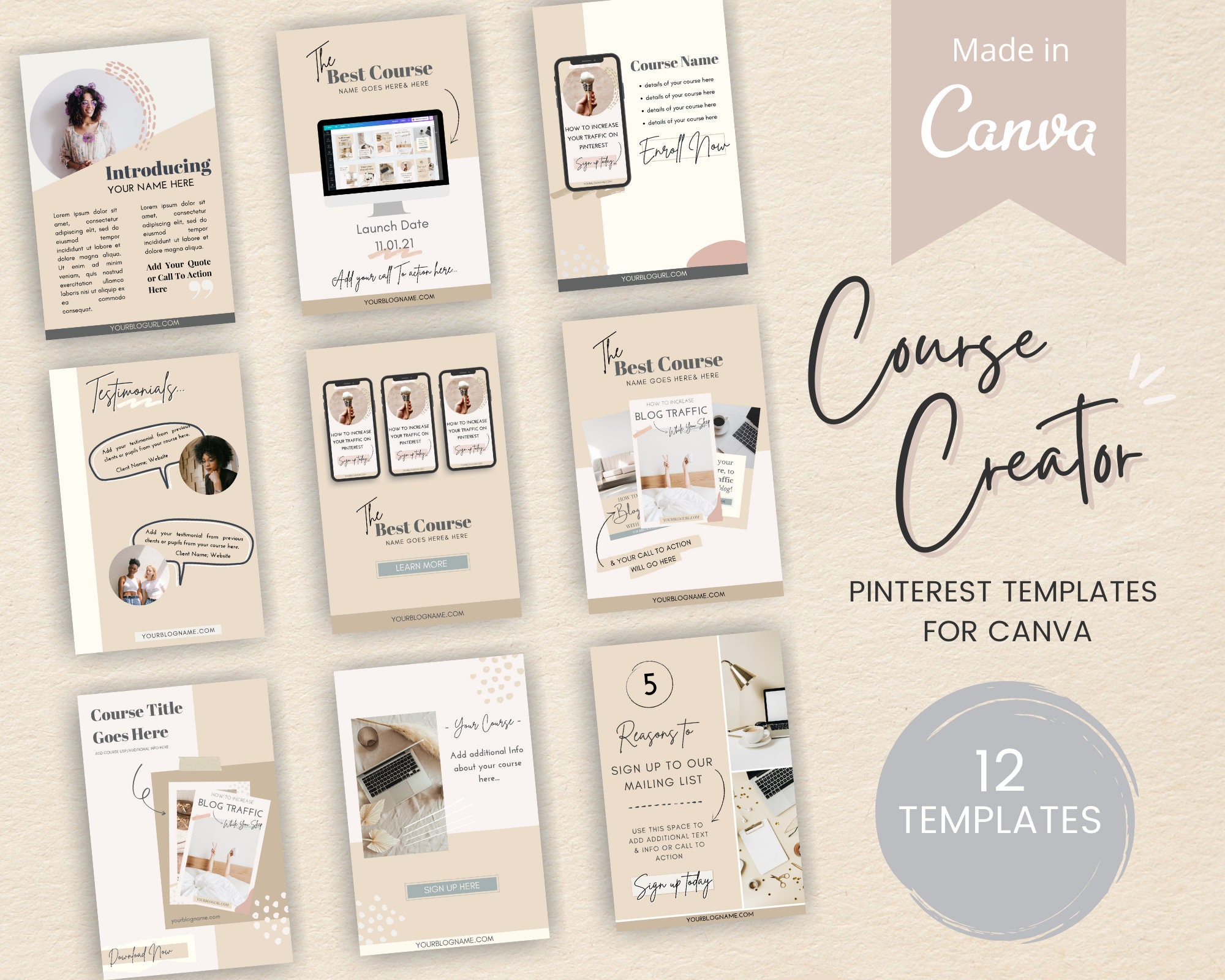 12 Pinterest Templates for Canva Canva Templates for Online - Etsy