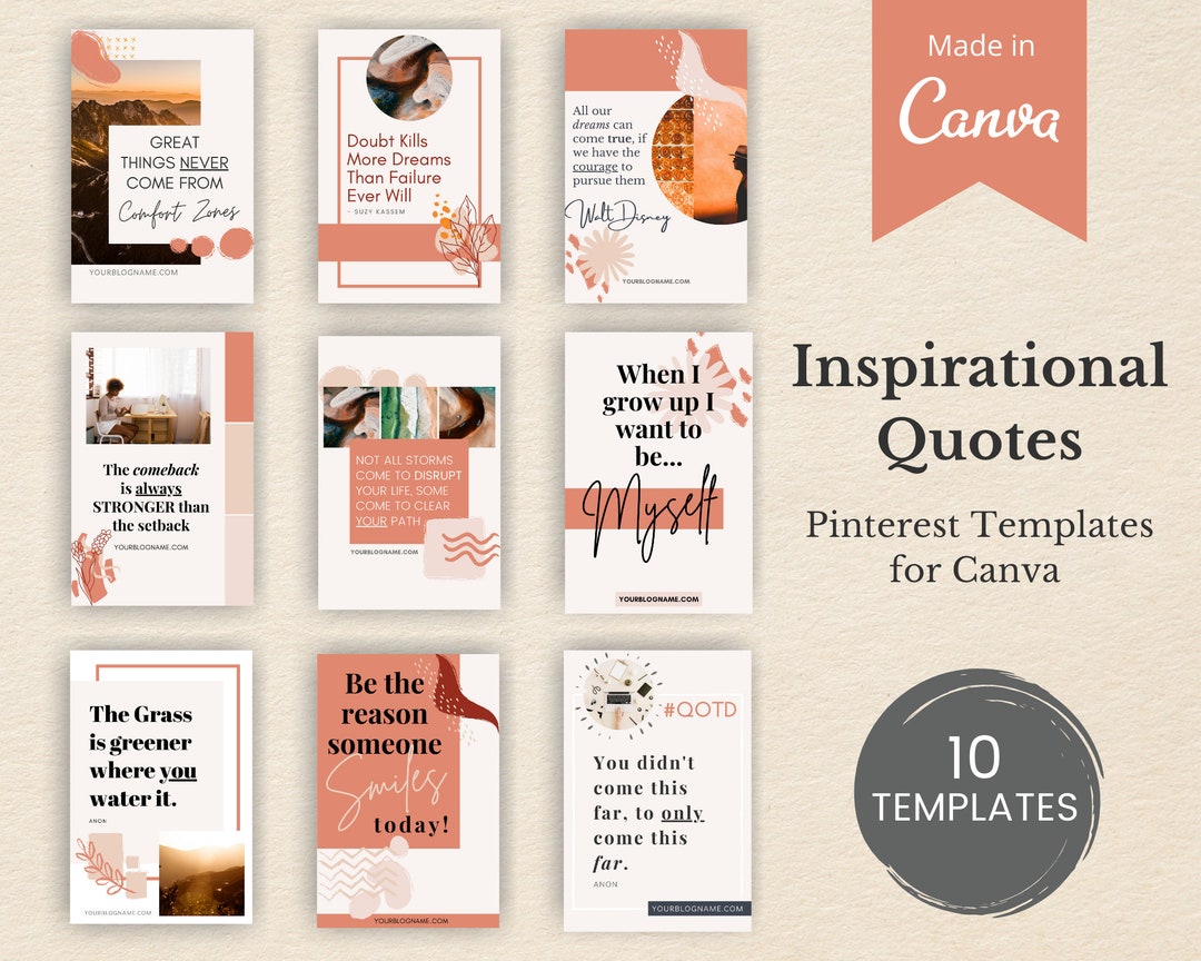 Quote Templates for Canva | Pinterest Templates | Editable Pin ...