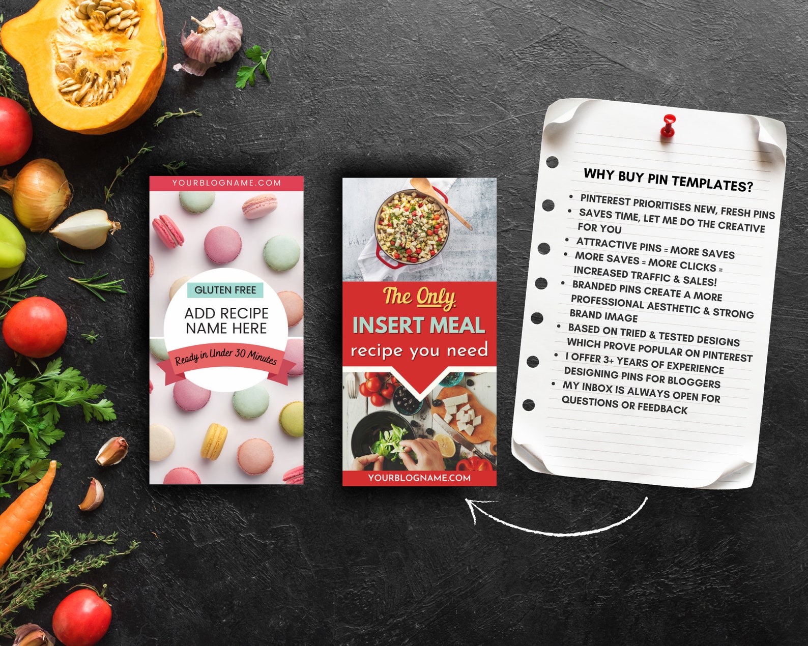 30 Food Blogger Pinterest Templates for Canva | Customizable Canva ...