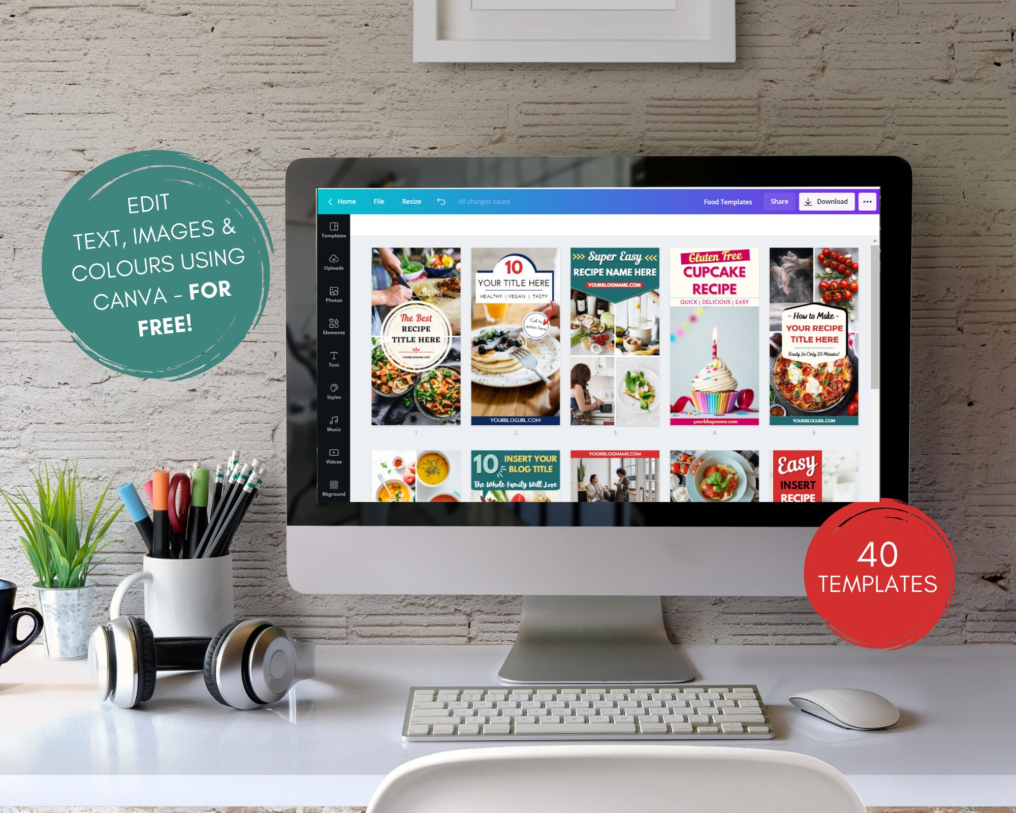 Pinterest Templates Food, Food Blogger Canva Templates, Recipe ...
